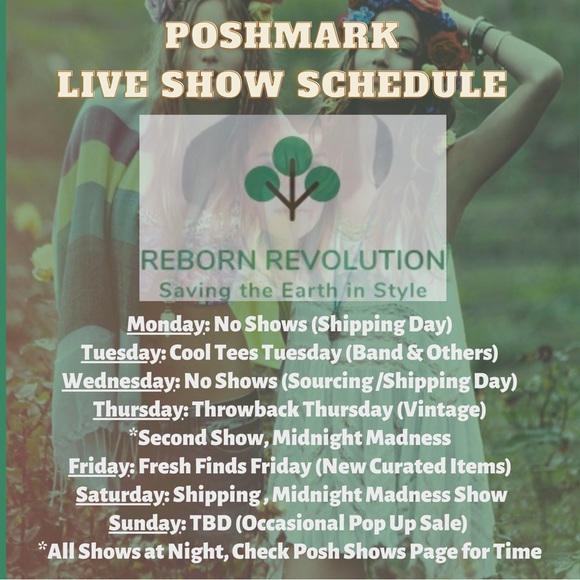 Other | Posh Live Show Weekly Schedule | Poshmark